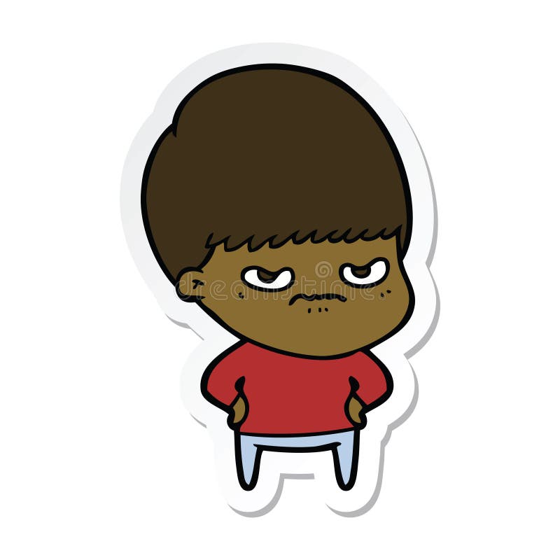 Sticker of a Annoyed Cartoon Boy Stock Vector - Illustration of annoyed ...