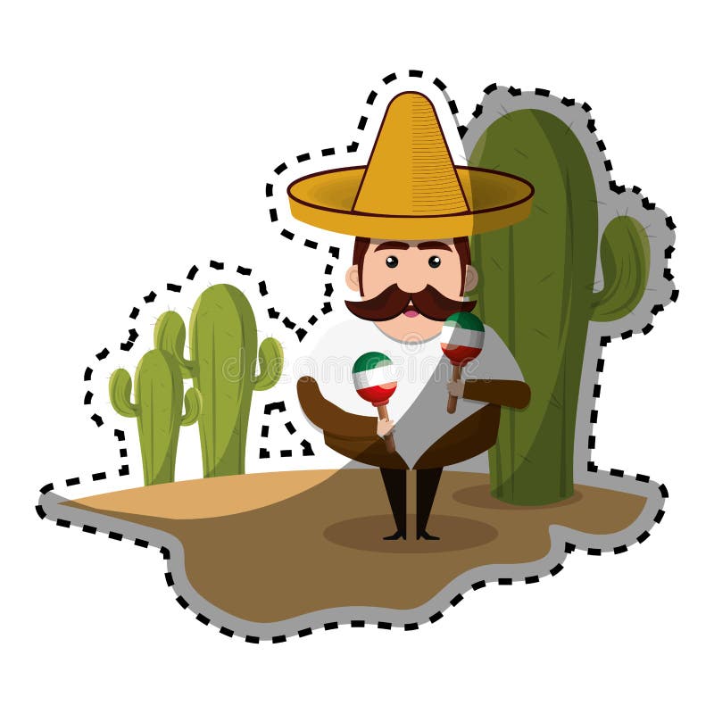 Sticker Cactus Mexican Hat Thorns Stock Illustrations – 17 Sticker ...
