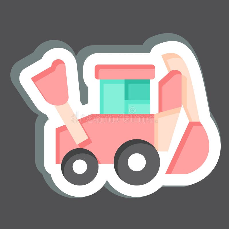 Sticker Backhoe. Related To Construction Vehicles Symbol. Simple Design ...