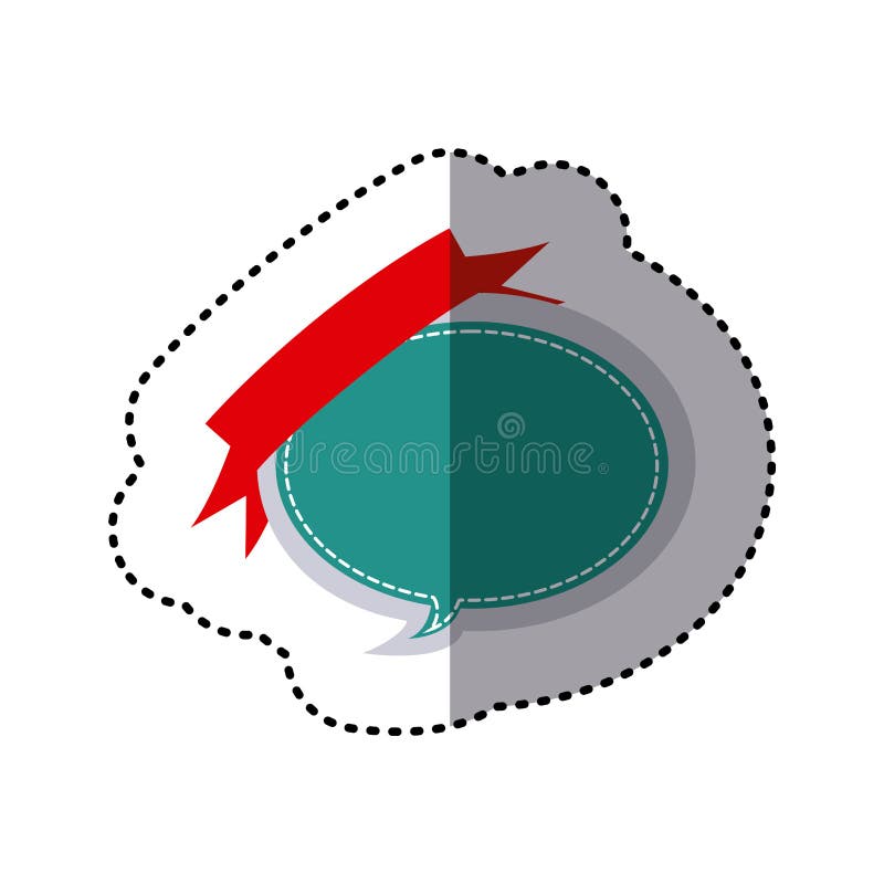 Sticker Balloon Dialog Box Design with Ribbon Stock Illustration ...