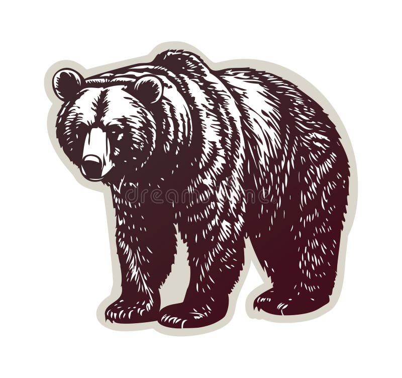 Sticker bear stock vector. Illustration of valley, mountain - 364576477