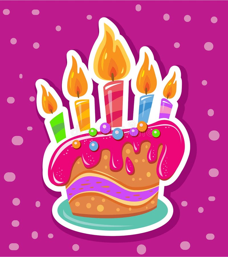 Birthday Cake with Candles. Stock Vector - Illustration of happy ...