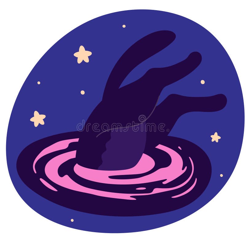 Sticker with a Black Cat Jumping into a Black Hole Stock Illustration ...