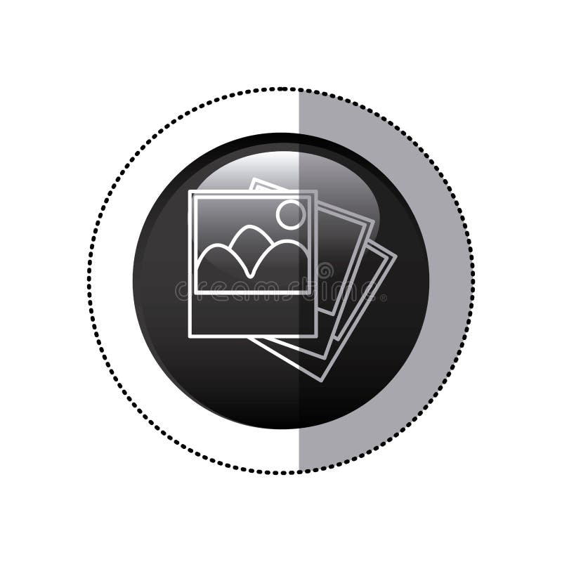 Sticker Black Circular Frame with Pictures Icon Stock Illustration ...