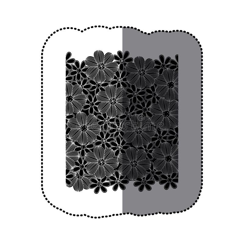 Sticker Black Pattern with White Contour Flowers Set Stock Illustration ...