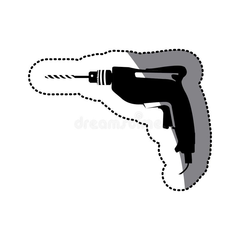 Sticker Black Silhouette with Drill Tool Stock Illustration ...