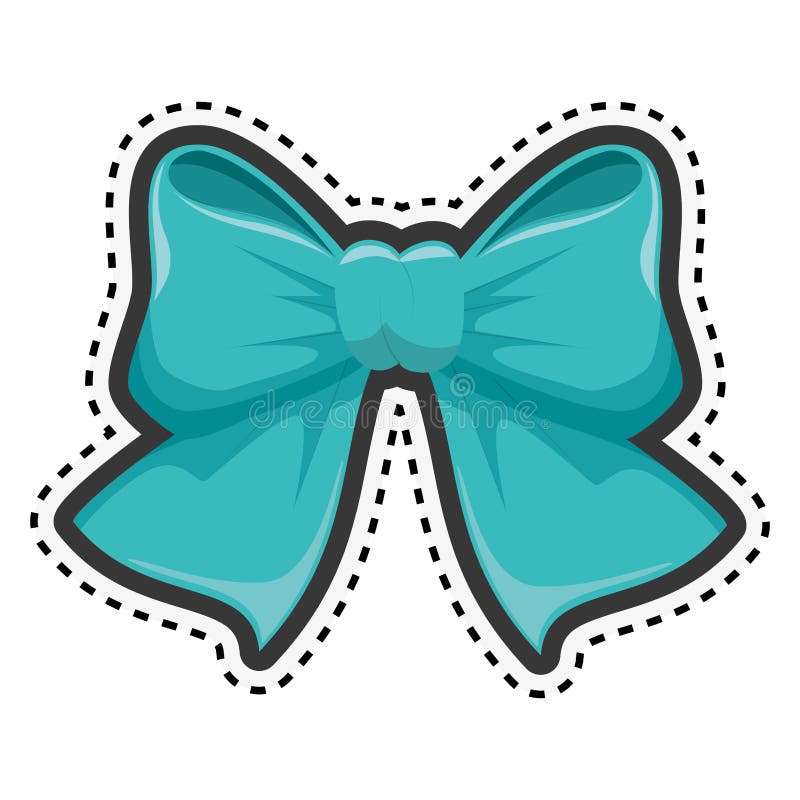 Sticker Blue Bow Ribbon Icon Decorative Stock Vector - Illustration of ...