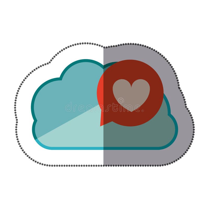 Sticker Blue Cloud with Heart Dialogue Stock Illustration ...
