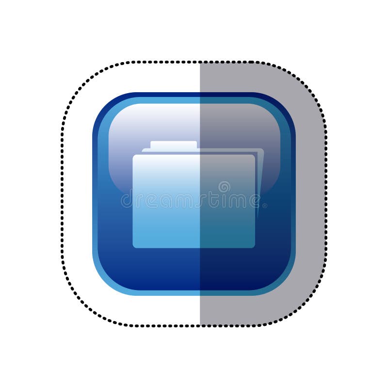 Sticker Blue Square Frame with Folder Icon Stock Illustration ...