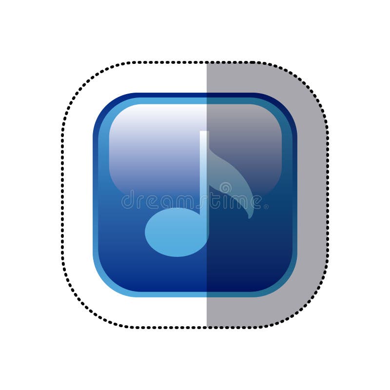 Sticker Blue Square Frame with Musical Note Stock Illustration ...