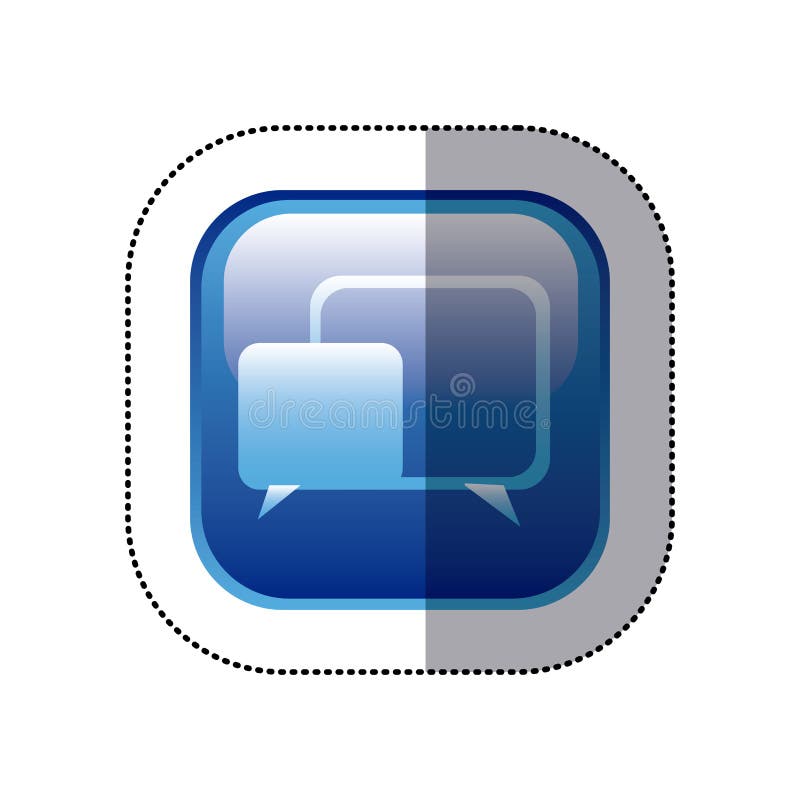 Sticker Blue Square Frame with Speech Icon Stock Illustration ...