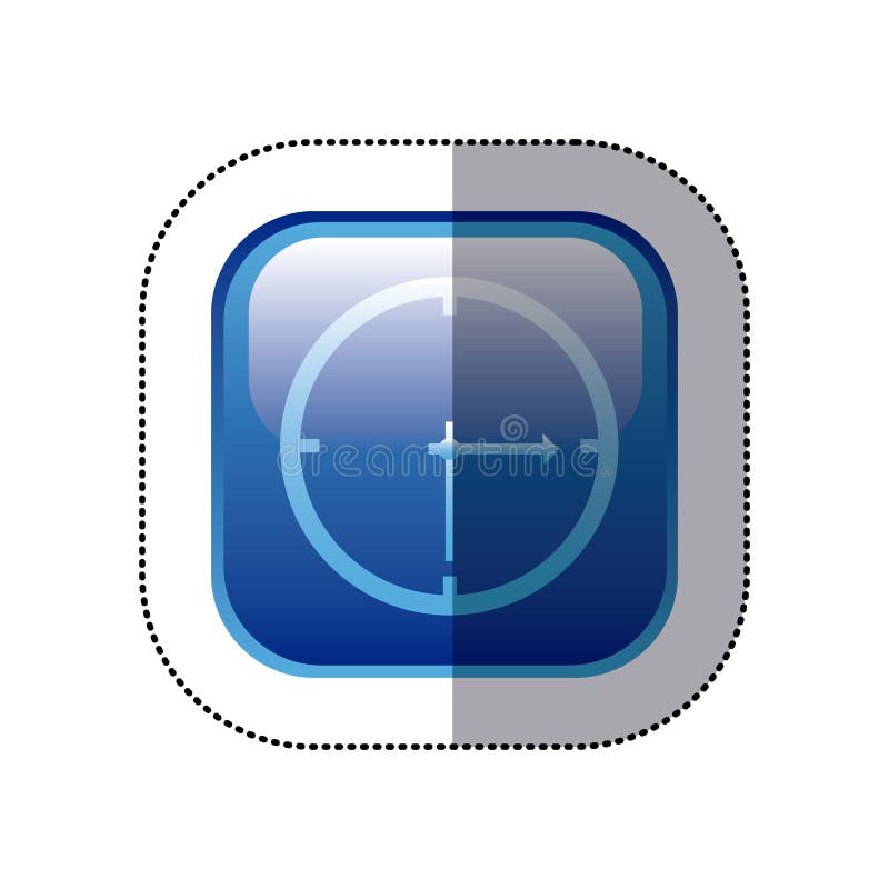 Sticker Blue Square Frame with Wall Clock Icon Stock Illustration ...