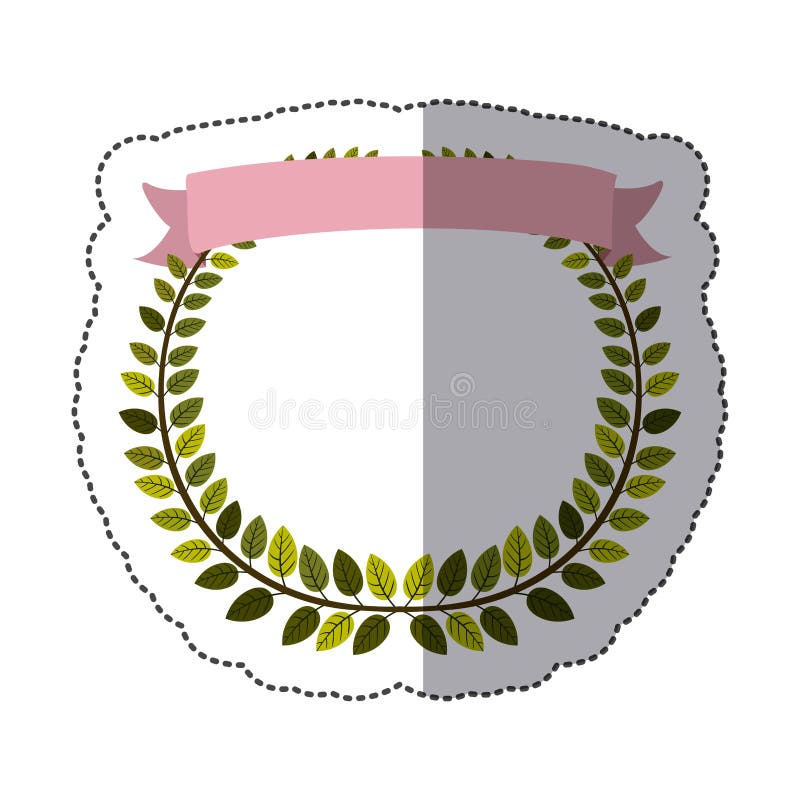 Sticker Border of Leaves with Pink Label Stock Illustration ...