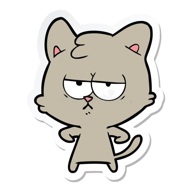 Sticker of a Bored Cartoon Cat Stock Vector - Illustration of sticker ...