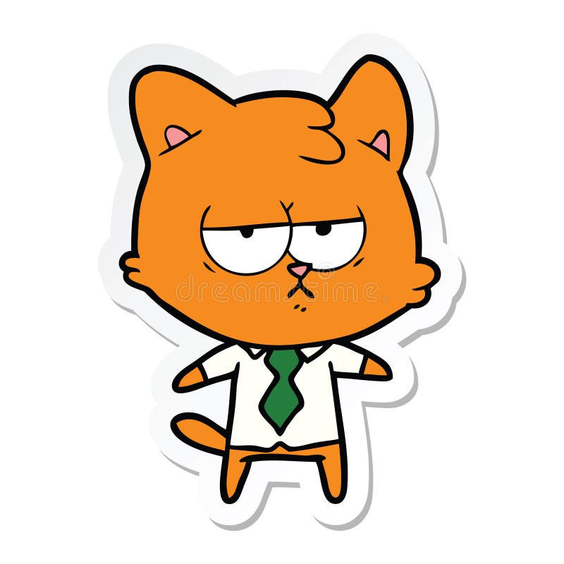 Sticker of a Bored Cartoon Cat Stock Vector - Illustration of stick ...