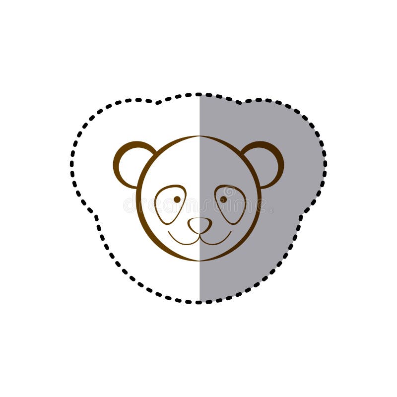 Sticker with Brown Line Contour of Face of Panda Stock Illustration ...