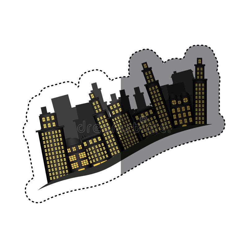 Sticker Buildings and Cityscape Side Scene Icon Stock Illustration ...