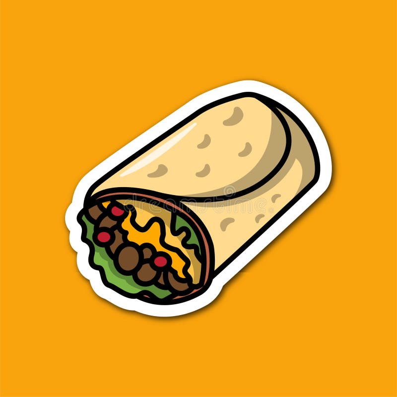 Sticker of Burrito with Cartoon Style Stock Vector - Illustration of ...