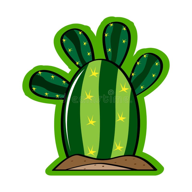 Sticker of a cactus icon stock vector. Illustration of retro - 179904048
