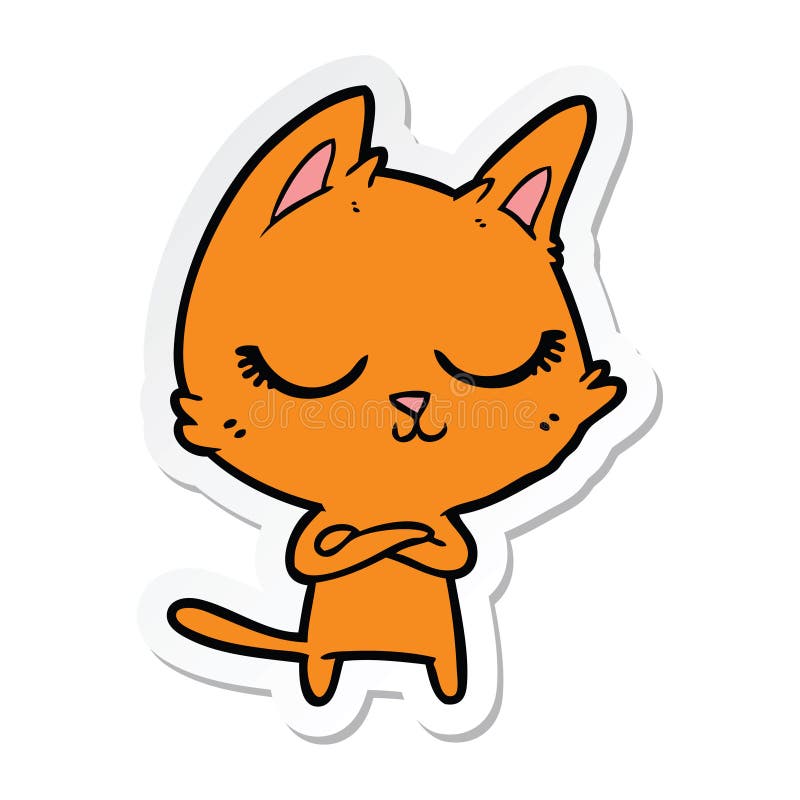 Sticker of a Calm Cartoon Cat Stock Vector - Illustration of animals ...