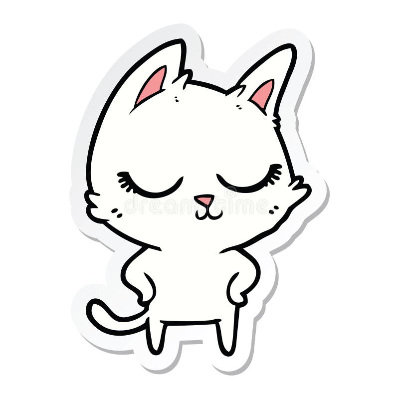 Sticker of a Calm Cartoon Cat Stock Vector - Illustration of sticker ...