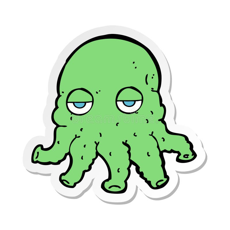 Sticker of a Cartoon Alien Squid Face Stock Vector - Illustration of ...