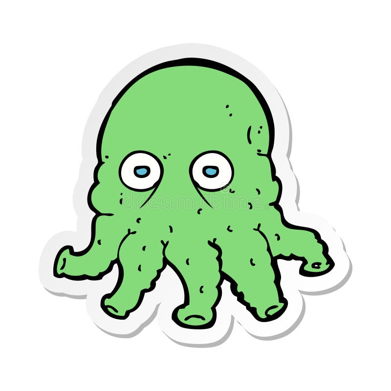 Sticker of a Cartoon Alien Squid Face Stock Vector - Illustration of ...