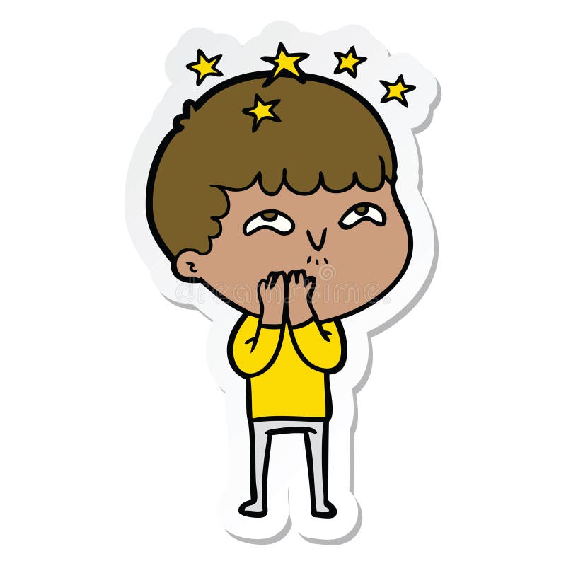 Sticker of a Cartoon Amazed Boy Stock Vector - Illustration of hand ...