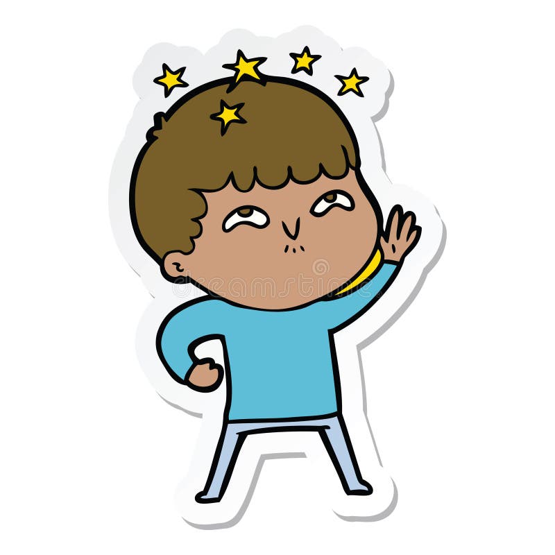 Sticker of a Cartoon Amazed Boy Stock Vector - Illustration of surprise ...