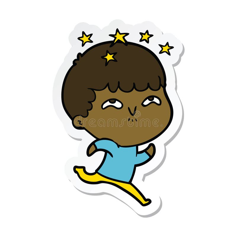 Sticker of a Cartoon Amazed Boy Stock Vector - Illustration of surprise ...