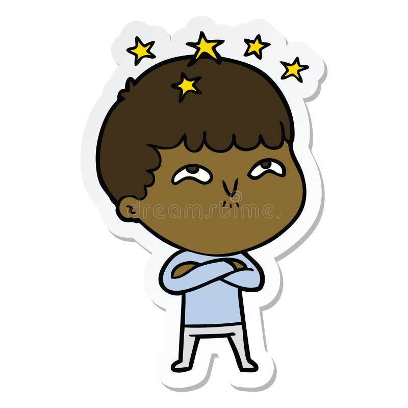 Sticker of a Cartoon Amazed Boy Stock Vector - Illustration of hand ...