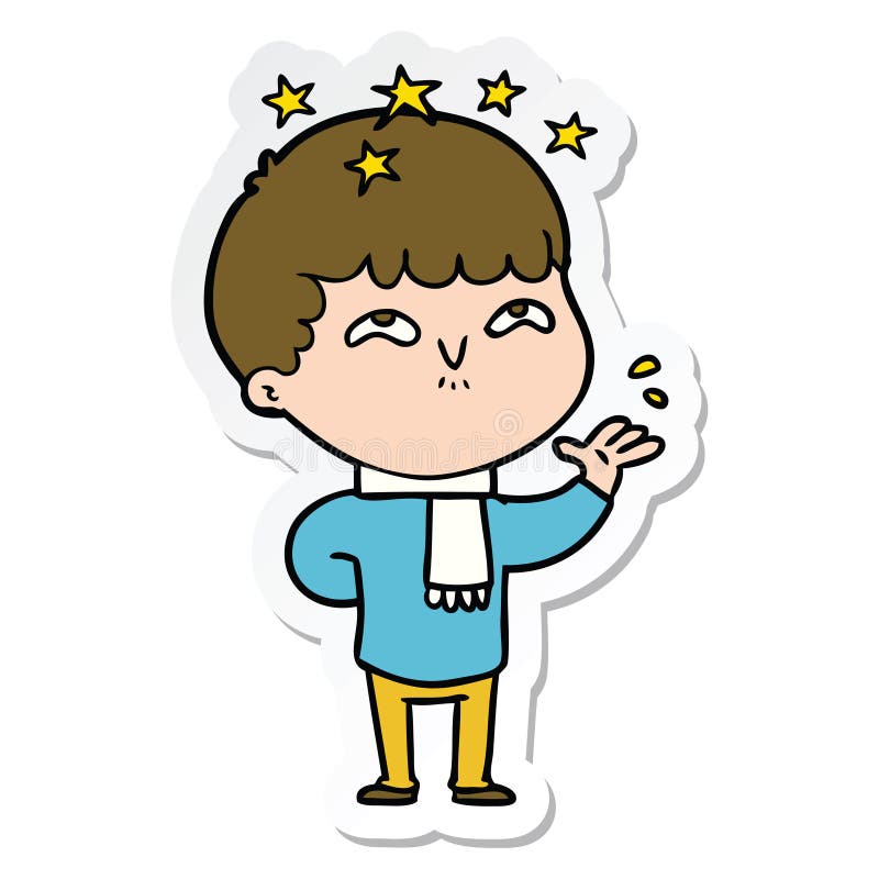 Sticker of a Cartoon Amazed Boy Stock Vector - Illustration of magic ...