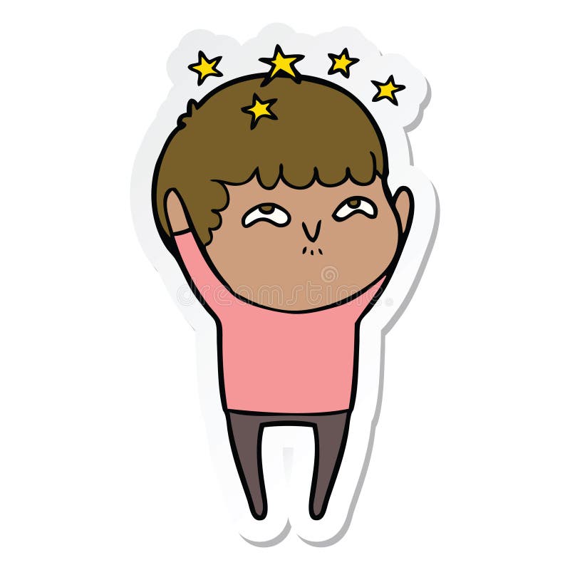 Sticker of a Cartoon Amazed Boy Stock Vector - Illustration of ...