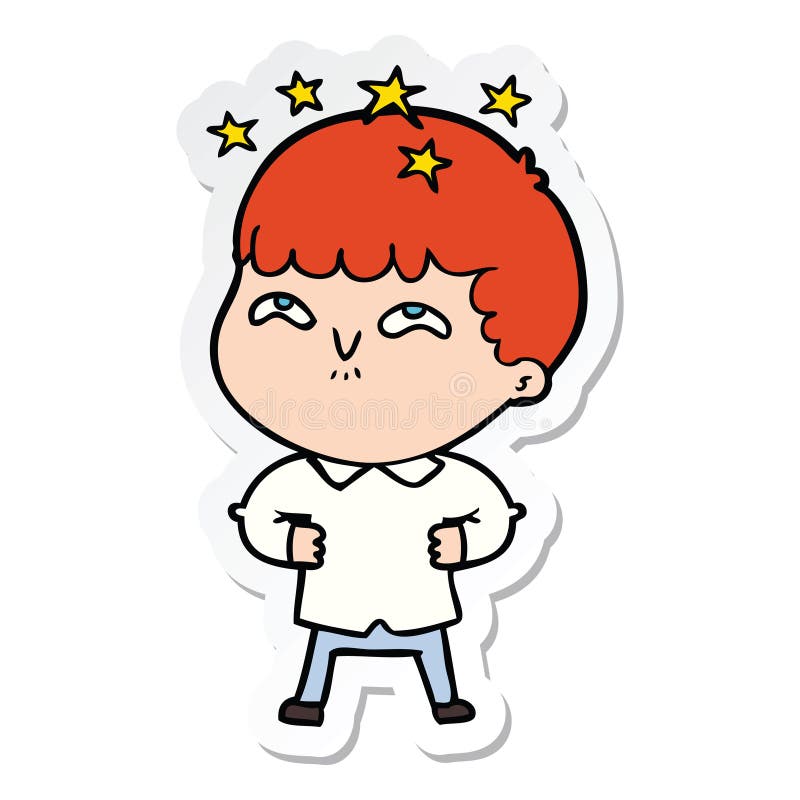 Sticker of a Cartoon Amazed Boy Stock Vector - Illustration of label ...