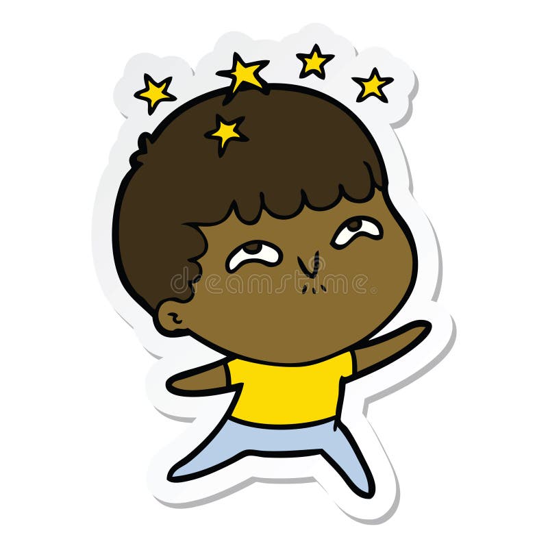 Sticker of a Cartoon Amazed Boy Stock Vector - Illustration of ...