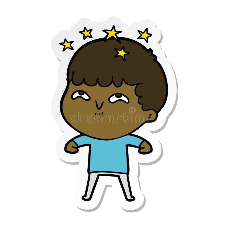 Sticker of a Cartoon Amazed Boy Stock Vector - Illustration of freehand ...