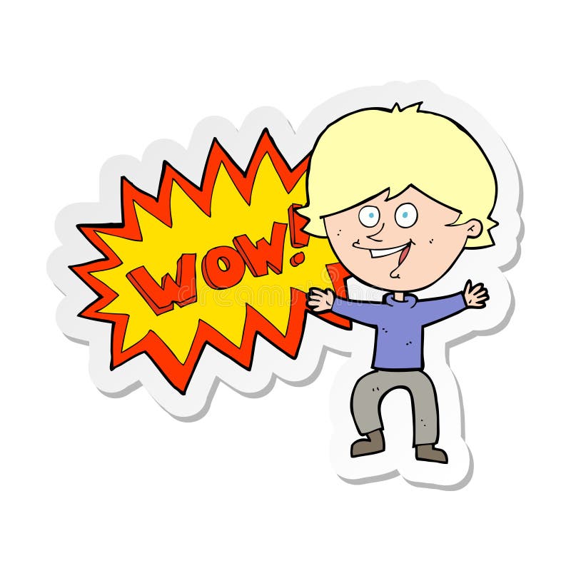 Sticker Amazed Sign Symbol Wow Text Word Man Male Boy Cartoon Art ...