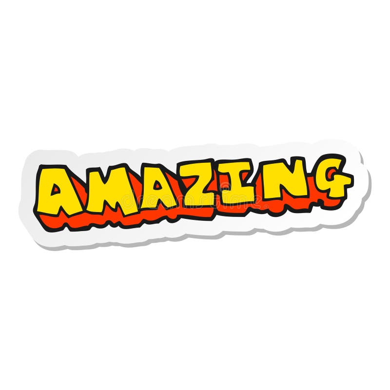 Sticker of a Cartoon Amazing Word Stock Vector - Illustration of retro ...