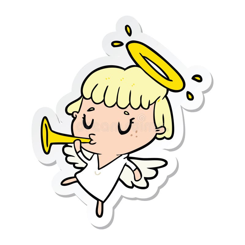 Sticker of a cartoon angel stock vector. Illustration of drawing ...