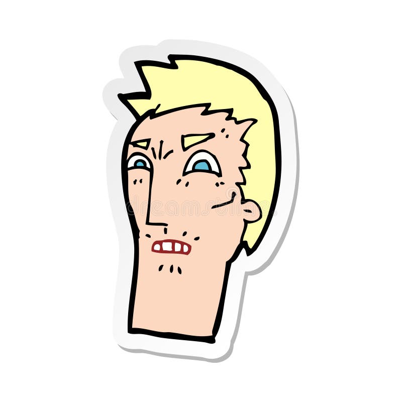 Sticker Man Male Boy Face Head Annoyed Angry Expression Cartoon ...