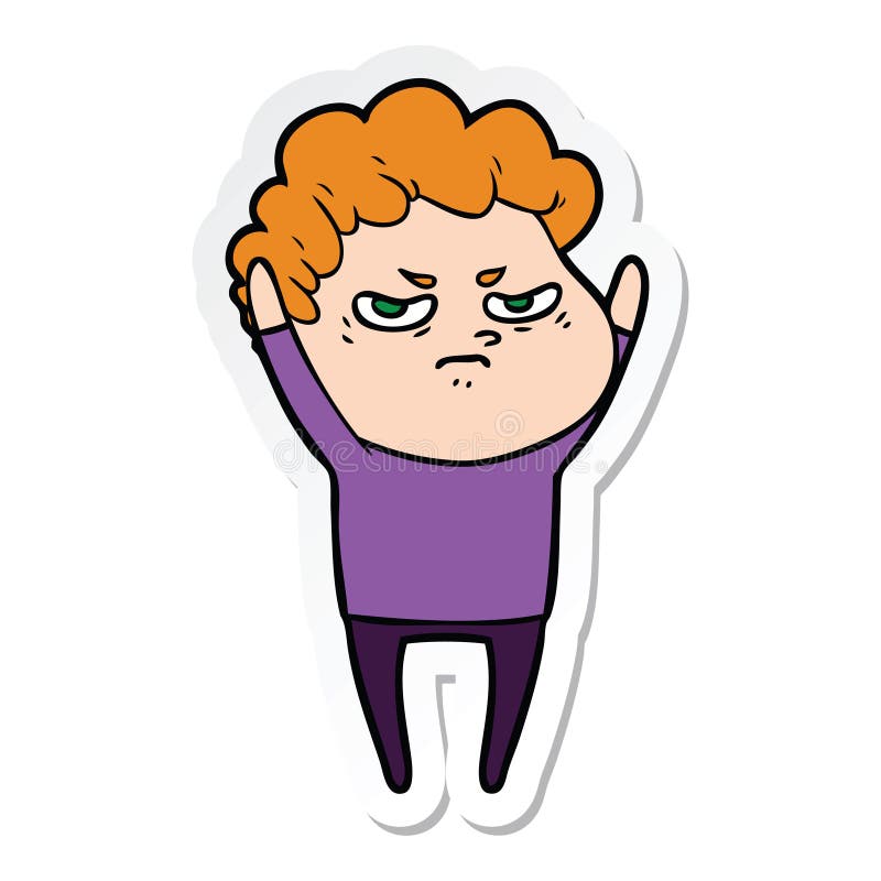 Sticker of a Cartoon Angry Man Stock Vector - Illustration of icon ...
