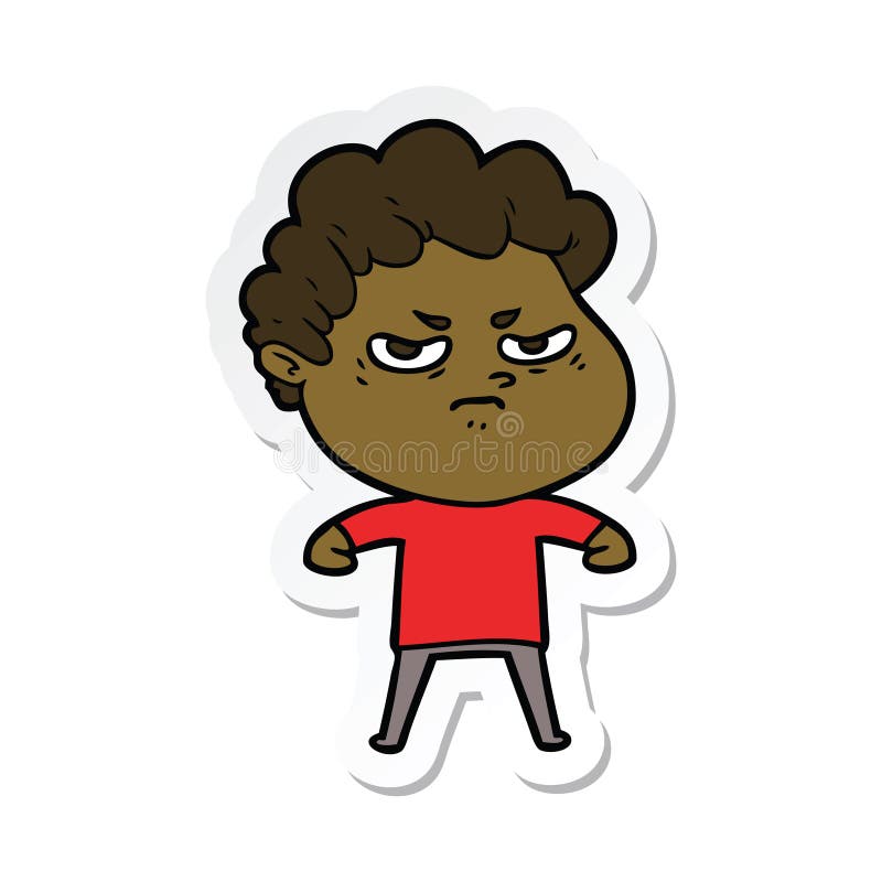 Sticker of a Cartoon Angry Man Stock Vector - Illustration of icon ...