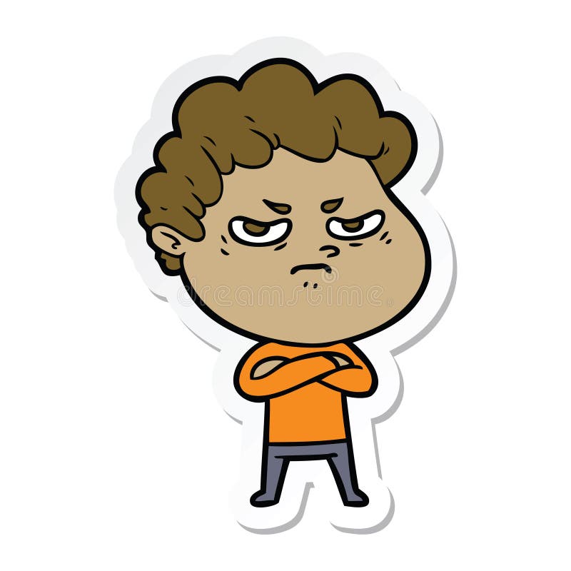 Sticker of a Cartoon Angry Man Stock Vector - Illustration of decal ...