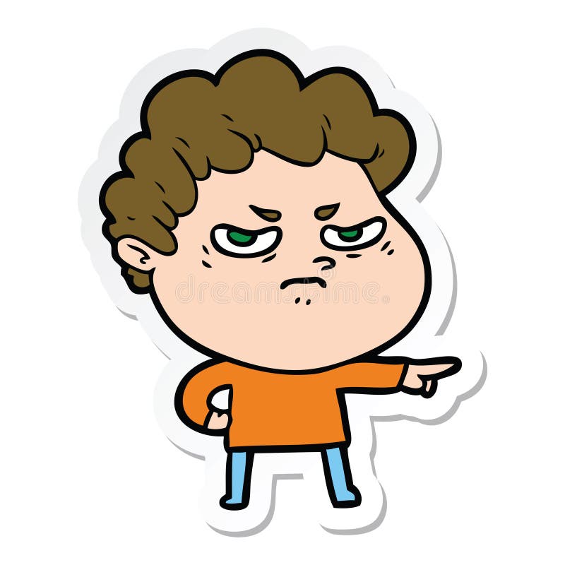 Sticker of a Cartoon Angry Man Stock Vector - Illustration of male ...