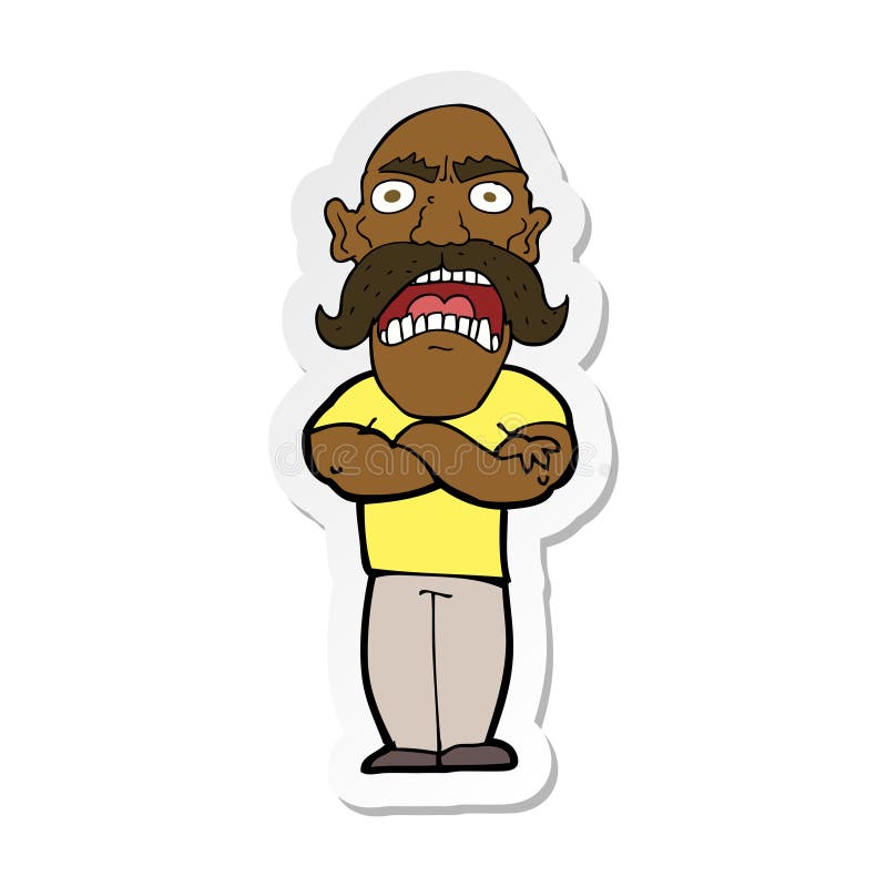 Sticker of a Cartoon Angry Man Stock Vector - Illustration of drawing ...