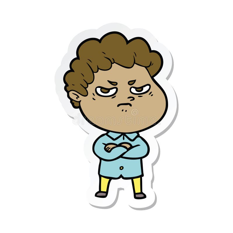 Sticker of a Cartoon Angry Man Stock Vector - Illustration of annoyed ...