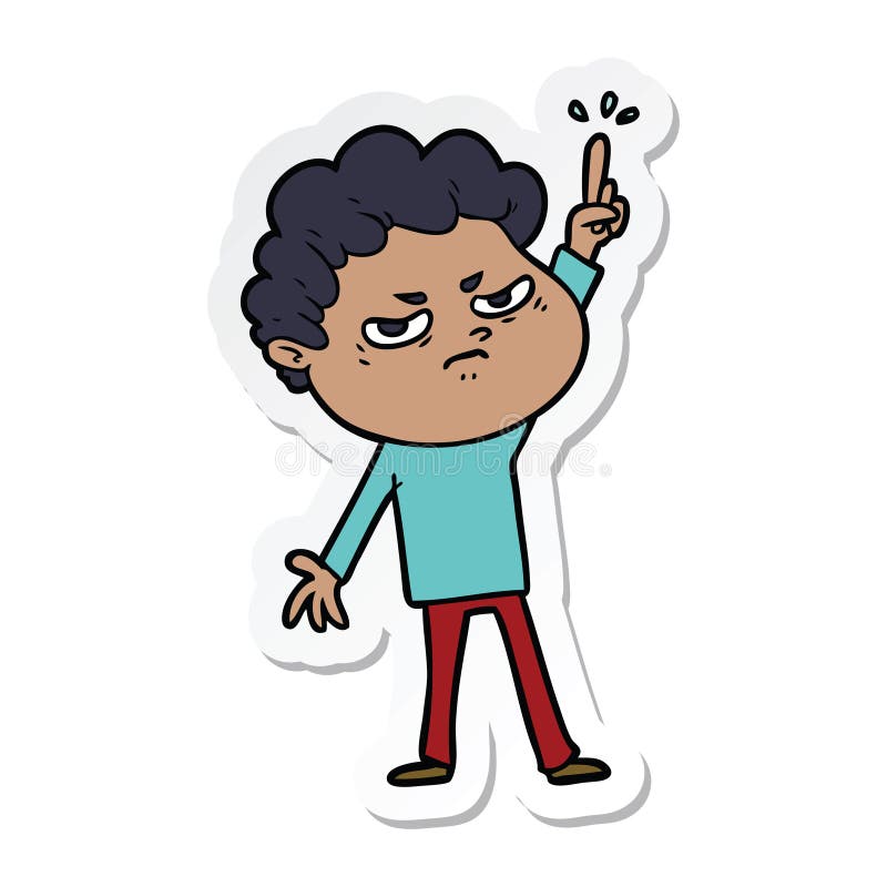 Sticker of a Cartoon Angry Man Stock Vector - Illustration of annoyed ...