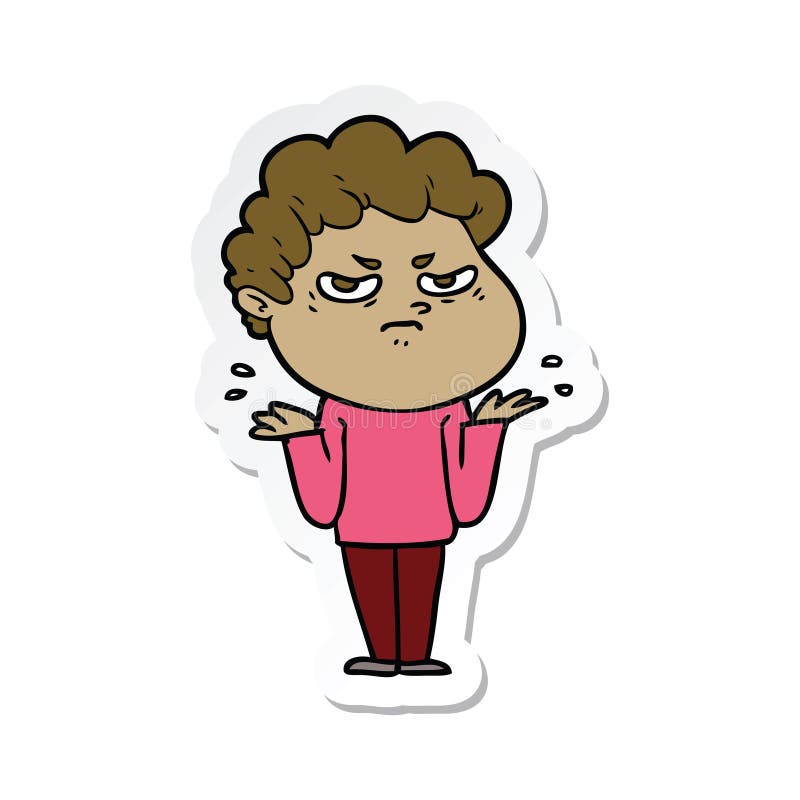 Sticker of a Cartoon Angry Man Stock Vector - Illustration of icon ...