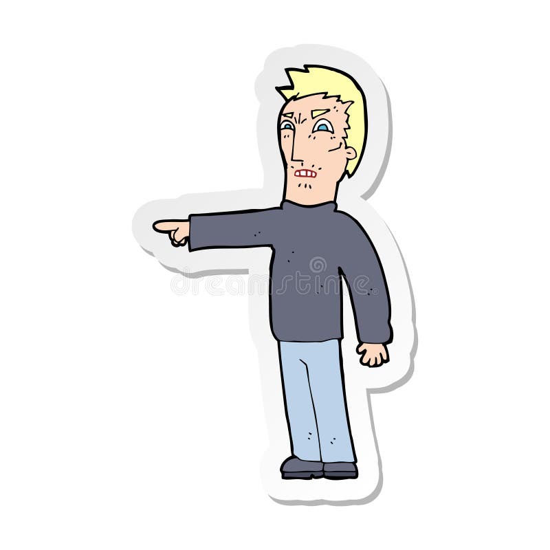 Sticker of a Cartoon Angry Man Pointing Stock Vector - Illustration of ...