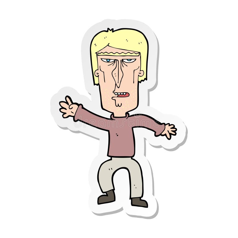 Sticker of a Cartoon Angry Man Waving Warning Stock Vector ...